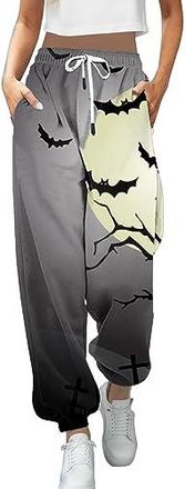 Generic Leggings de sport surdimensionn&eacute;s pour femmes pour femmes, pantalon tendance dHalloween imprim&eacute; 2026, gris fonc&eacute;, XXL