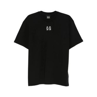 44 Label Group Schwarzes Baumwoll-Crew-Neck-T-Shirt mit Logo - - Tops - Herren - Schwarzk - 2XL