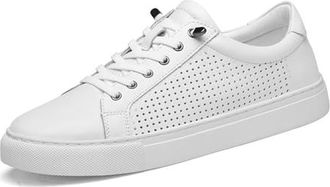 Generic Baskets en cuir véritable pour homme - Blanches - Chaussures décontractées douces et respirantes - Baskets tendance pour homme, Blanc creux, 40 2/3 EU