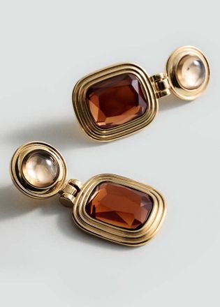 Mango Boucles doreilles pendantes combin&eacute;es en r&eacute;sine or - Femme - Taille unique - MANGO