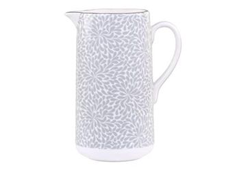 Chic Antique Carafe &agrave; eau en c&eacute;ramique - Vase ar&eacute;s avec motif porcelaine - H19,5 x 15 x 9 cm - 1100 ml - Gris fran&ccedil;ais