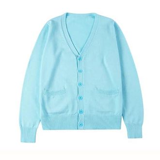 Generic Femmes Col V Solide Tricot Top Cardigan Mode Cardigan Printemps Fin Manches Longues Slim Vestes, bleu ciel, Taille XL