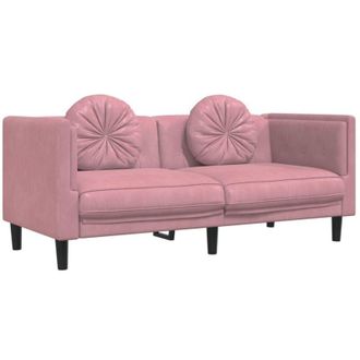 vidaXL Sofa mit Kissen 2-Sitzer Rosa Samt Vidaxl