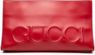 Gucci 2000-2015 Embossed Leather Logo clutch bag - Rot