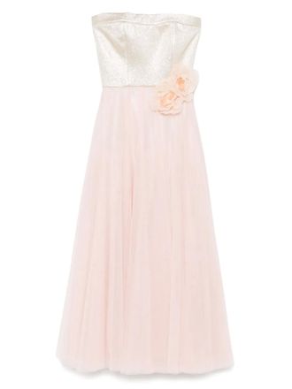 Parlor robe longue à appliques fleurs - Rose