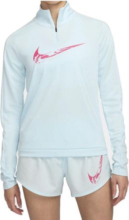 Nike Nike Damen Swoosh Dri-Fit 1/4-Zip Lauf Mid Layer Langarmshirt, Glacier Blue/Aster Pink, XS