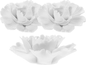 NUOBESTY 3 St&uuml;ck Teiliges Keramik Blumen Wanddekor Wei&szlig;e Pfingstrosen Skulptur f&uuml;r Wohnzimmer Schlafzimmer B&uuml;ro Elegante Wanddekoration f&uuml;r Zuhause Hotel und G