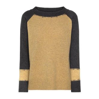 Elena Miro Femme, Pulls, Jaune, Taille: 46 FR Pull moulin&eacute; avec clous