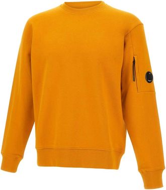 C.P. Company C.p. Company, Homme, Sweatshirts et sweats &agrave; capuche, Orange, Taille: M Diagonal Raised Fleece Crewneck SweaT-shirt