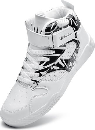 AARDIMI Herren Laufschuhe High Top Sneakers Wanderschuhe Hoch Turnschuhe Fitness Hohe Schuhe (wei&szlig;-schwarz, Erwachsene, Herren, 44, Numerisch, EU Schuhgr&ouml;&szlig;ens