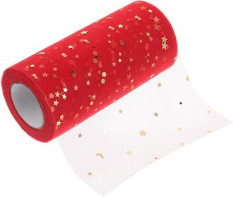 BESTONZON Pailletten Tischrock aus T&uuml;ll 15cm X 25 Yard Roter Partytischrock mit Glitzer Hochzeitstischdeko f&uuml;r Feiern und Events