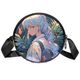 Generic Sac &agrave; bandouli&egrave;re Circle pour femme, petit sac &agrave; bandouli&egrave;re avec fermeture &eacute;clair, bretelles r&eacute;glables, sac &agrave; main rond d&eacute;contract&eacute; pour femmes et fi