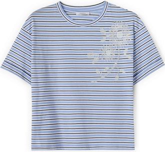 Motivi Femme, Tops, Bleu, Taille: 42 FR T-shirt ray&eacute; avec broderie florale