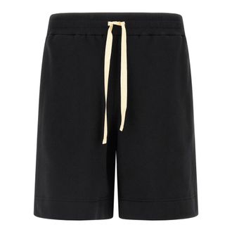 Jil Sander Homme, Sport, Noir, Taille: S Fleece Cotton Bermuda Shorts