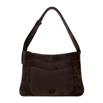 Valentino Garavani Wildleder Tasche mit Logo - - Bags - Herren - Braun - ONE SIZE