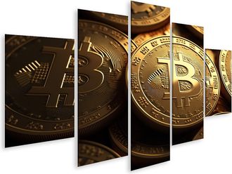Islandburner Bild auf Leinwand bitcoin haufen digitale kryptow&auml;hrung bitcoin nahaufnahme viele gold bitcoins al Bilder Wandbilder Poster IZJB-MFP