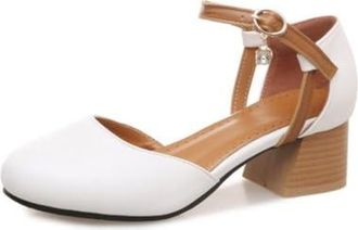 Generic Femmes Rond - Orteil Cheville - Sangle Talons Talon Bloc Elégants Chaussures De Bureau Et De Fête Strass Escarpins Quotidiens Et Événementiels,Blanc,3