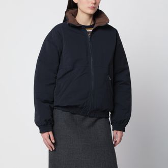 Prada Blaue und braune Wende-Daunenjacke