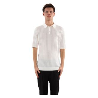 Eleventy Geripptes Polo-Shirt aus Baumwollstrick - - Tops - Herren - Wei&szlig; - 2XL