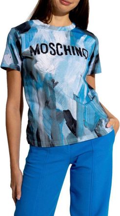 Moschino T-Shirt COUTURE Gothic Bemaltes Brushstrock Arch Tee kontrastreicher Eyecatcher auf kunstvollem Hintergrund