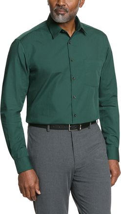 Van Heusen Herren Regular Fit Popeline Solid Klassisches Hemd, Dunkles Blatt, 42 cm Hals 81 cm-84 cm Ärmel