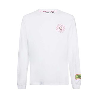 GCDS Baumwoll-T-Shirt mit Frontstickerei - - Tops - Herren - Wei&szlig; - S