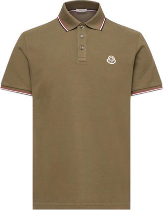 Moncler Polo en piqu&eacute; de coton &agrave; finitions tricolores - Homme - Tops - Vert - Taille: XL