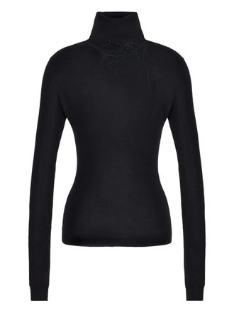 Giorgio Armani pull brod&eacute; &agrave; col roul&eacute; - Noir
