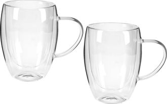 axentia Teeglas 2er-Set doppelwandig mit Henkel 300 ml isolierte Trinkgl&auml;ser Trinkglas Teeglas aus Borosilikatglas isoliert