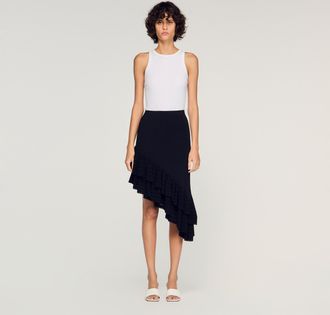 Sandro Jupe asym&eacute;trique en maille