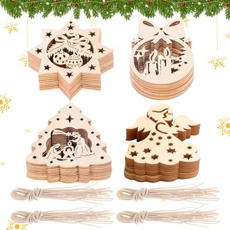 Mohito Weihnachtsbaum Anh&auml;nger Holz,40pcs Holz Christbaumschmuck H&auml;ngeornamente Weihnachtsanh&auml;nger Weihnachtsanh&auml;nger Deko Weihnachtsbaum Anh&auml;nger Streudeko 