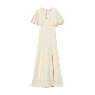 Twinset Femme, Robes, Beige, Taille: 38 FR Abito lungo in pizzo