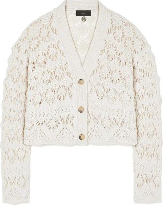 Alanui Femme, Pulls, Blanc, Taille: 38 FR Cropped Open Knit Cardigan
