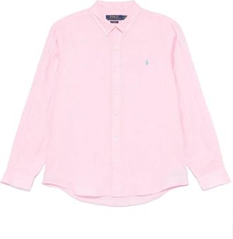 Polo Ralph Lauren Homme, Chemises, Rose, Taille: M Chemise de sport rose en lin &agrave; manches longues