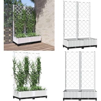vidaXL Vidaxl - Jardini&egrave;re avec treillis Blanc 80x40x121,5 cm pp - Jardinierre Murale - Pot Plante Grimpante - Support Vignes - Pot Fleuri Ext&eacute;rieur