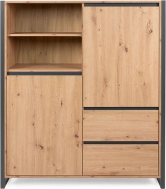 Finori Argonauta - Buffet haut 2 portes 120x40x139 cm ch&ecirc;ne et anthracite - sylon