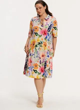 Yoek A-Linien-Kleid Damen Kleid mit Druck Bio-Baumwolle