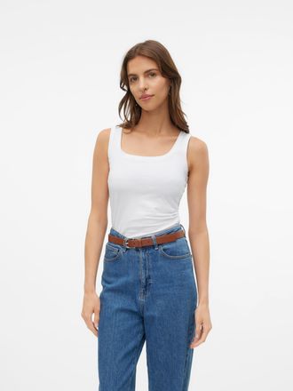 Vero Moda Tanktop VERO MODA VMLULU SL TANK TOP NOOS, Damen, Gr. XL, wei&szlig; (hellwei&szlig;), Jersey, Obermaterial: 95% Baumwolle, 5% Elasthan, unifarben, normal, Rundha