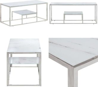 vidaXL Couchtisch Silbern Edelstahl und Hartglas - Couchtisch - Wohnzimmertisch - Esszimmertisch - Sidetable - Edelstahl Couchtisch - Home & Living