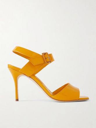 Manolo Blahnik Sandales En Cuir Verni Fairu 90 - Jaune