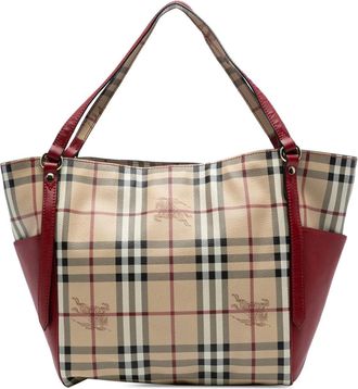 Burberry Shopper - Small Leather Trimmed Haymarket Check Coated Canva - Gr. unisize - in Braun - für Damen