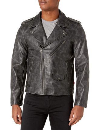 Levi's Herren Motorradjacke aus Kunstleder - Schwarz - X-Large