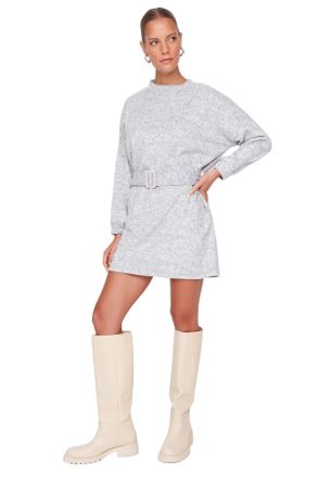 Trendyol Damen Mini Shift Regular Dress Kleid, Gray, XL EU