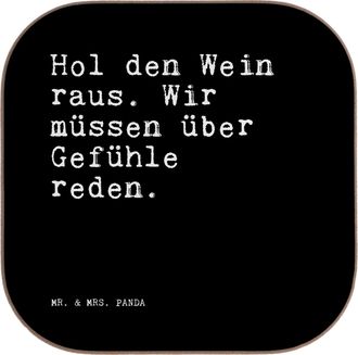 Mr. & Mrs. Panda Untersetzer f&uuml;r Gl&auml;ser HOL den Wein Raus - Geschenk, Spr&uuml;che, Gastgeschenk, Tischuntersetzer, Spruch, Mitbringsel, gl&auml;seruntersetzer, lustig, Tasse, C