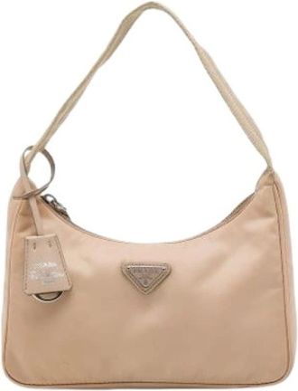 Prada Sac bandouli&egrave;re en nylon pr&eacute;-appr&eacute;ci&eacute; - Femme - Pre-owned - Beige - Taille: ONE Size