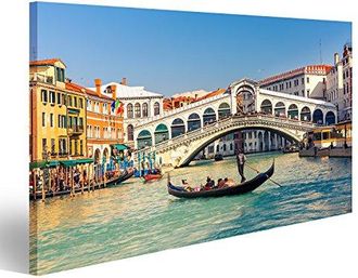 Islandburner Tableau sur toile Gondole pr&egrave;s du pont du Rialto &agrave; Venise Italie Cadre Affiche Poster Murale Tableaux