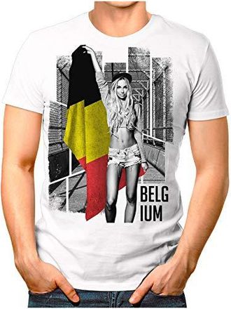 OM3 Maillot de football pour fille - T-shirt pour homme - Soutien de football - Maillot sexy femme vintage blanc S - 4XL, Belgique., XL