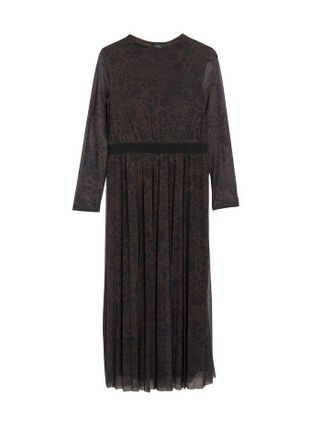 s.Oliver Maxikleid Kleid Meshkleid mit Leo-Print und Plissee