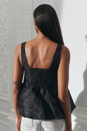 Next Blusentop Bauschiges Jacquard-Oberteil mit Sch&ouml;&szlig;chen (1-tlg)