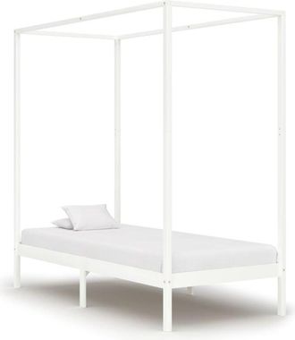 vidaXL Himmelbett-Gestell Wei&szlig; Massivholz Kiefer 100 x 200 cm Vidaxl